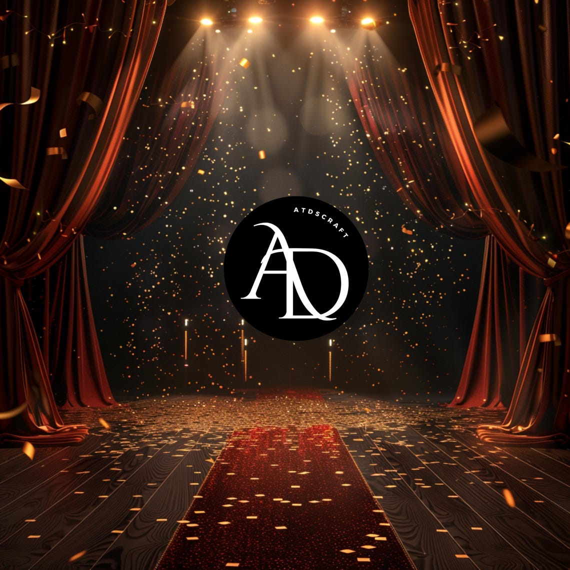 Golden Spotlight Digital Backdrop | Elegant Stage Background | VIP ...