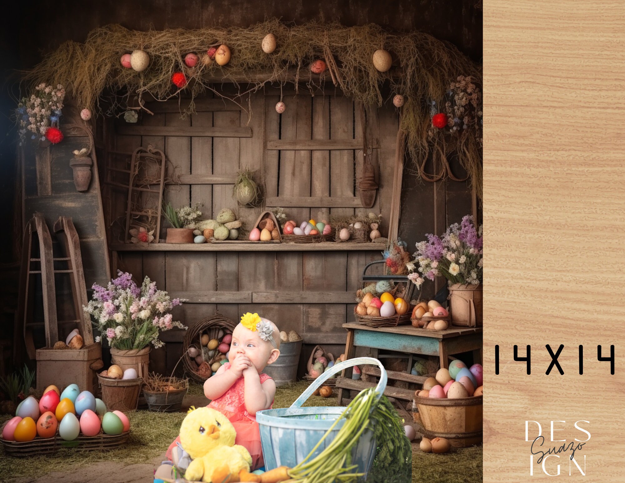 A Rustic Easter Barn CG Backdrop, Easter Background, Easter Bunny ...