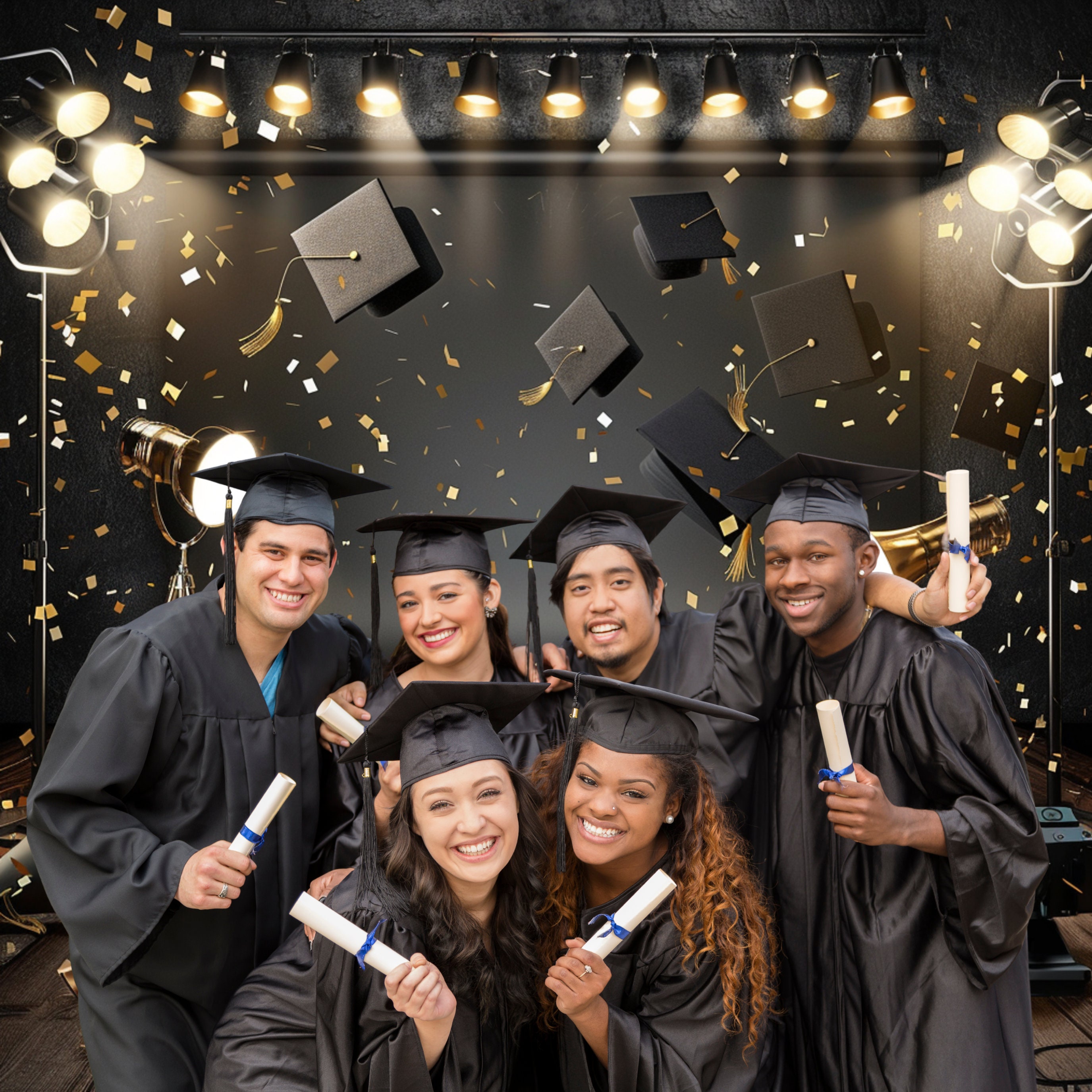Graduation Studio Photo Graduation Black and Gold Back Ground Ceremony ...