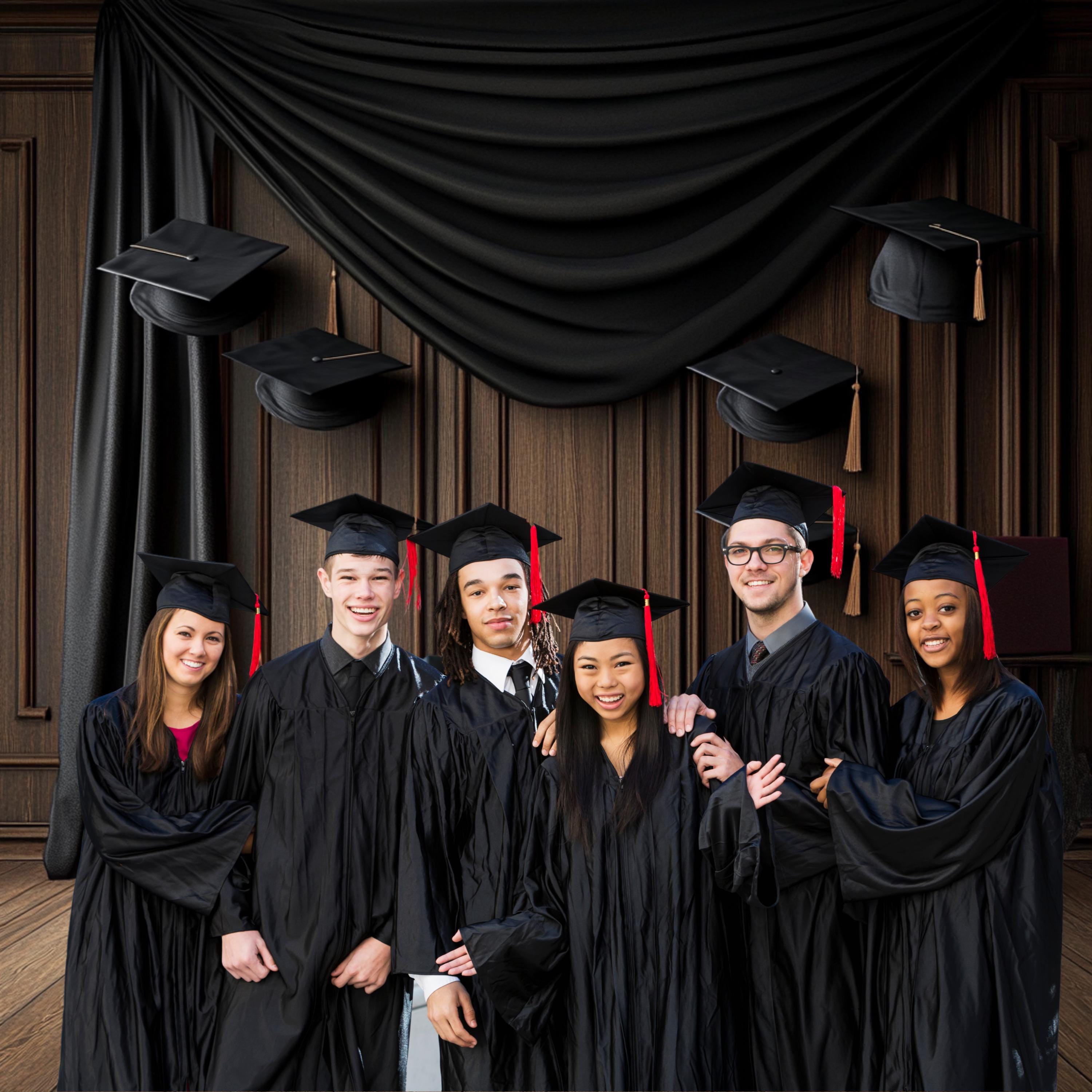 Classic Black and Gold Graduation Backdrop | Wooden Panel With Floating ...
