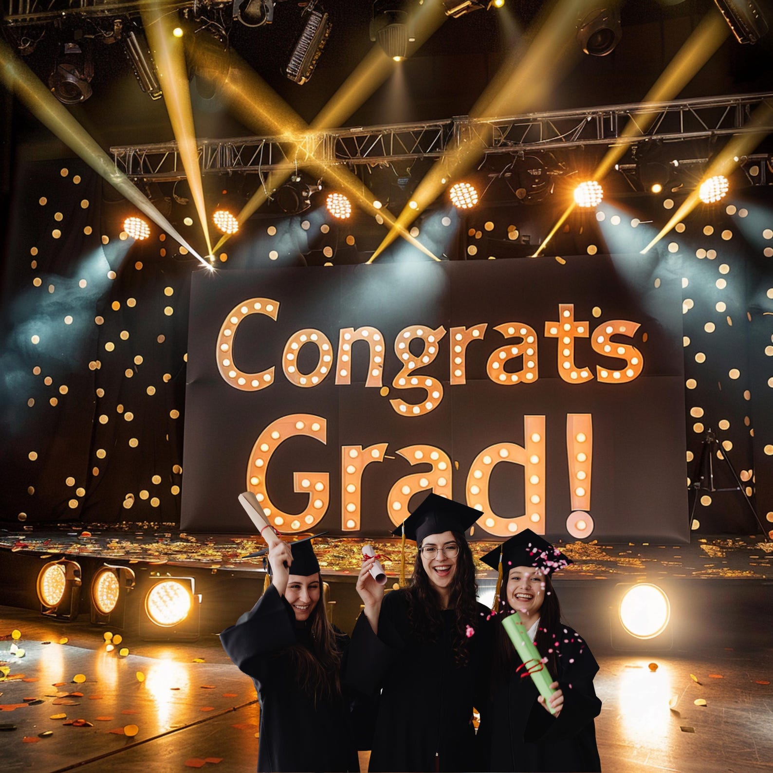 Class of 2025 Stage Graduation Backdrop Bundle | 5 Digital Backgrounds ...