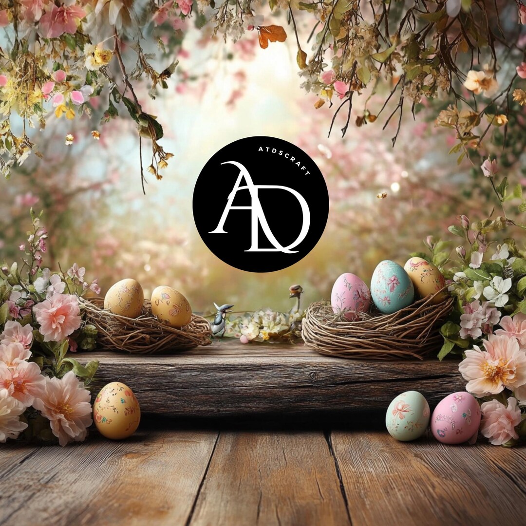 Easter Digital Backdrop- Spring Digital Backdrops- Decorated Eggs ...