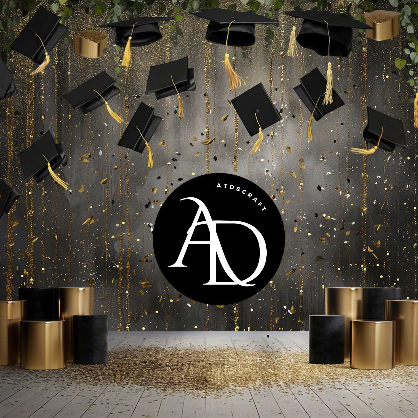 Graduation Studio Photo Graduation Black and Gold Back Ground Ceremony ...