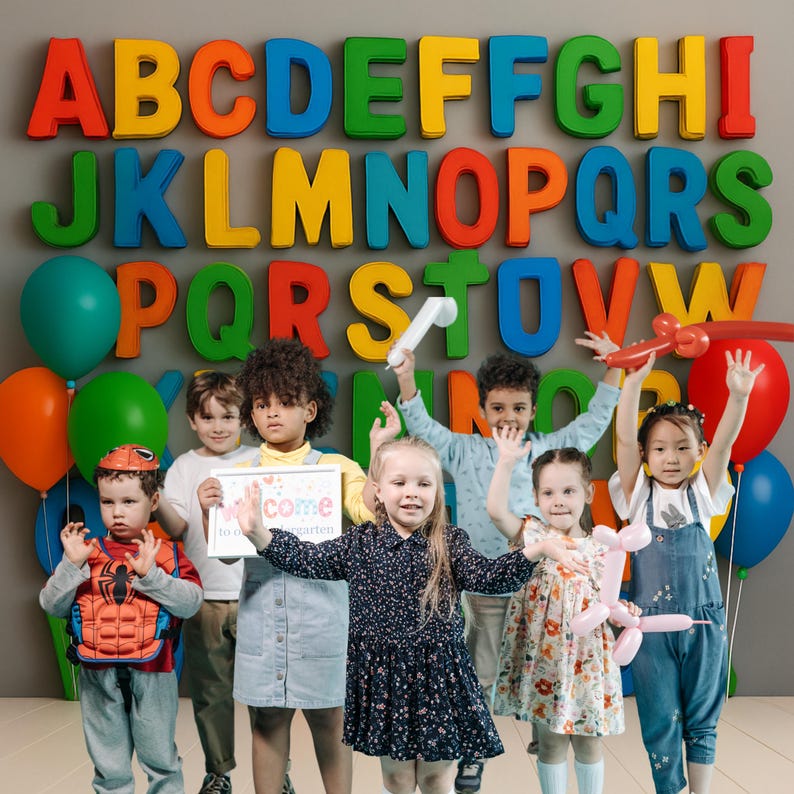 Full Alphabet Digital School Backdrop - Colorful Letters A-Z With ...