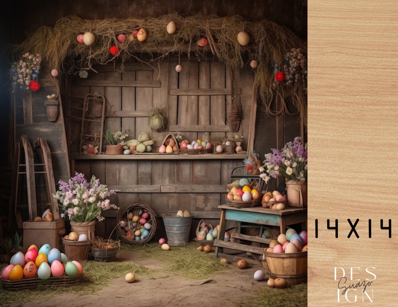 A Rustic Easter Barn CG Backdrop, Easter Background, Easter Bunny ...