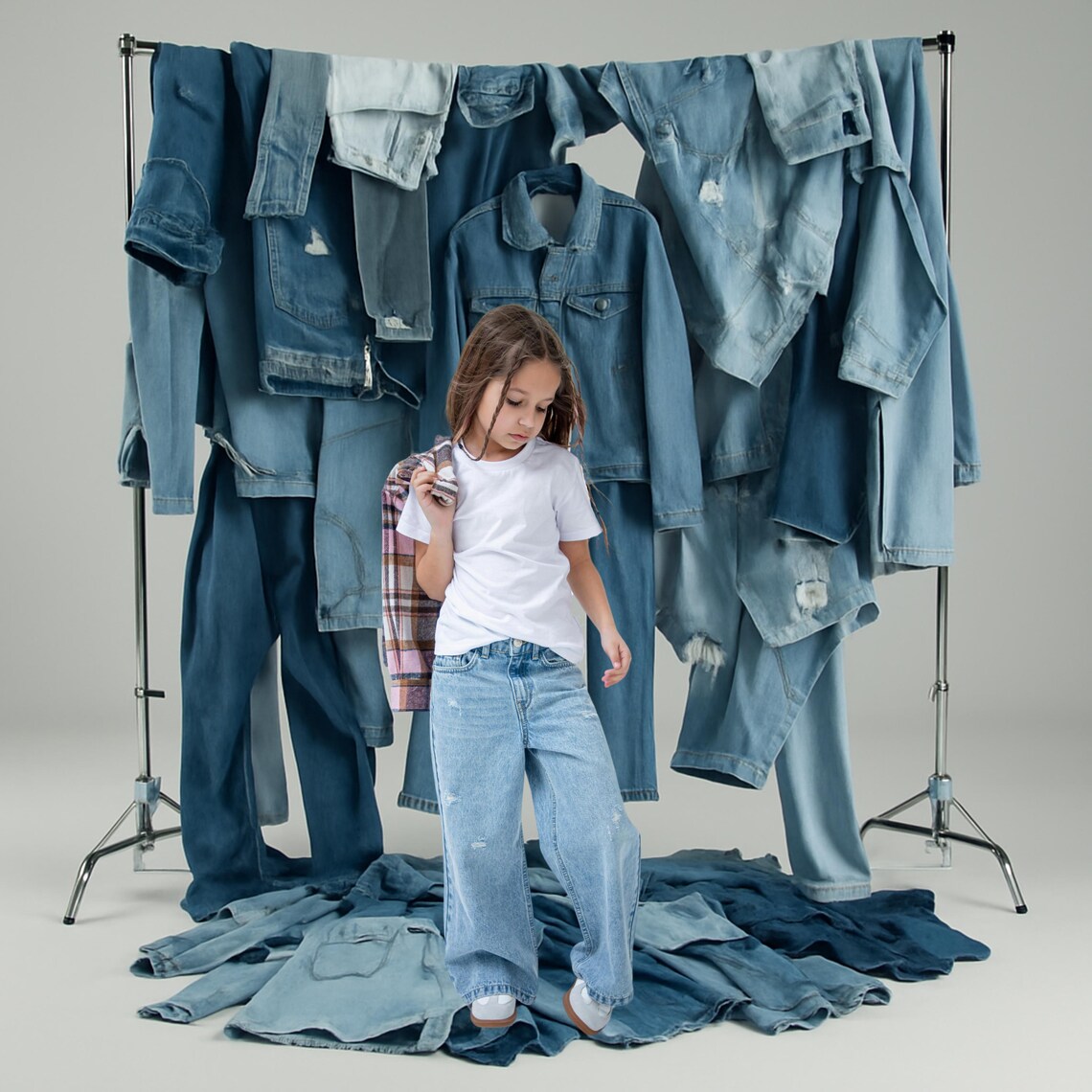 Denim Outfit Digital Backdrop, Fashion Editorial Photo Background ...
