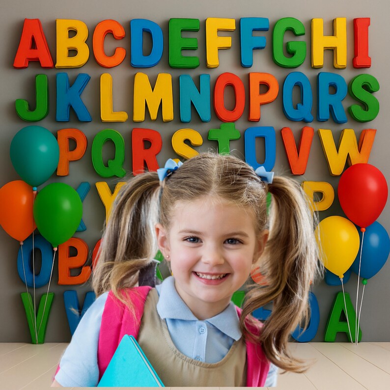 Full Alphabet Digital School Backdrop - Colorful Letters A-Z With ...