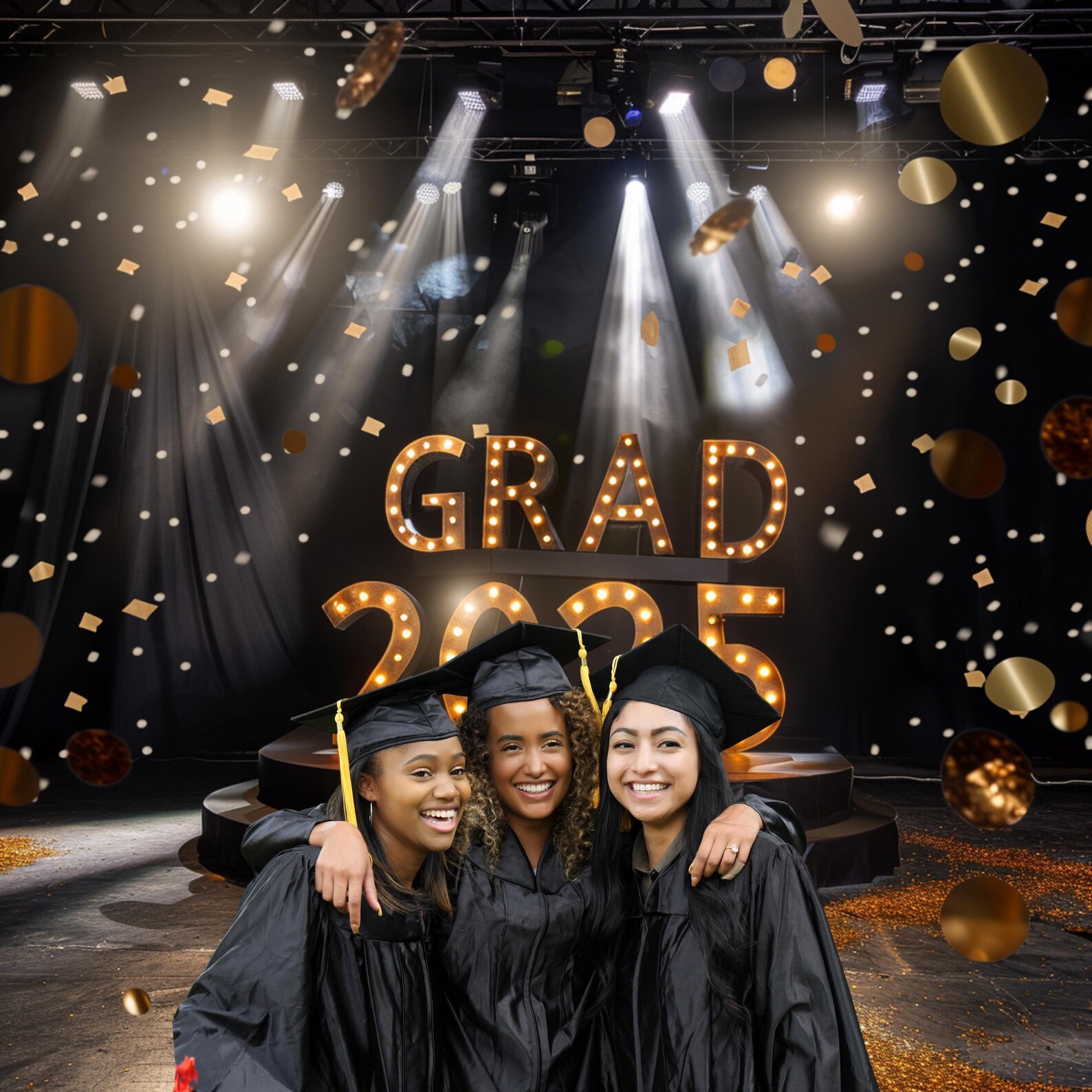 Class of 2025 Stage Graduation Backdrop Bundle | 5 Digital Backgrounds ...