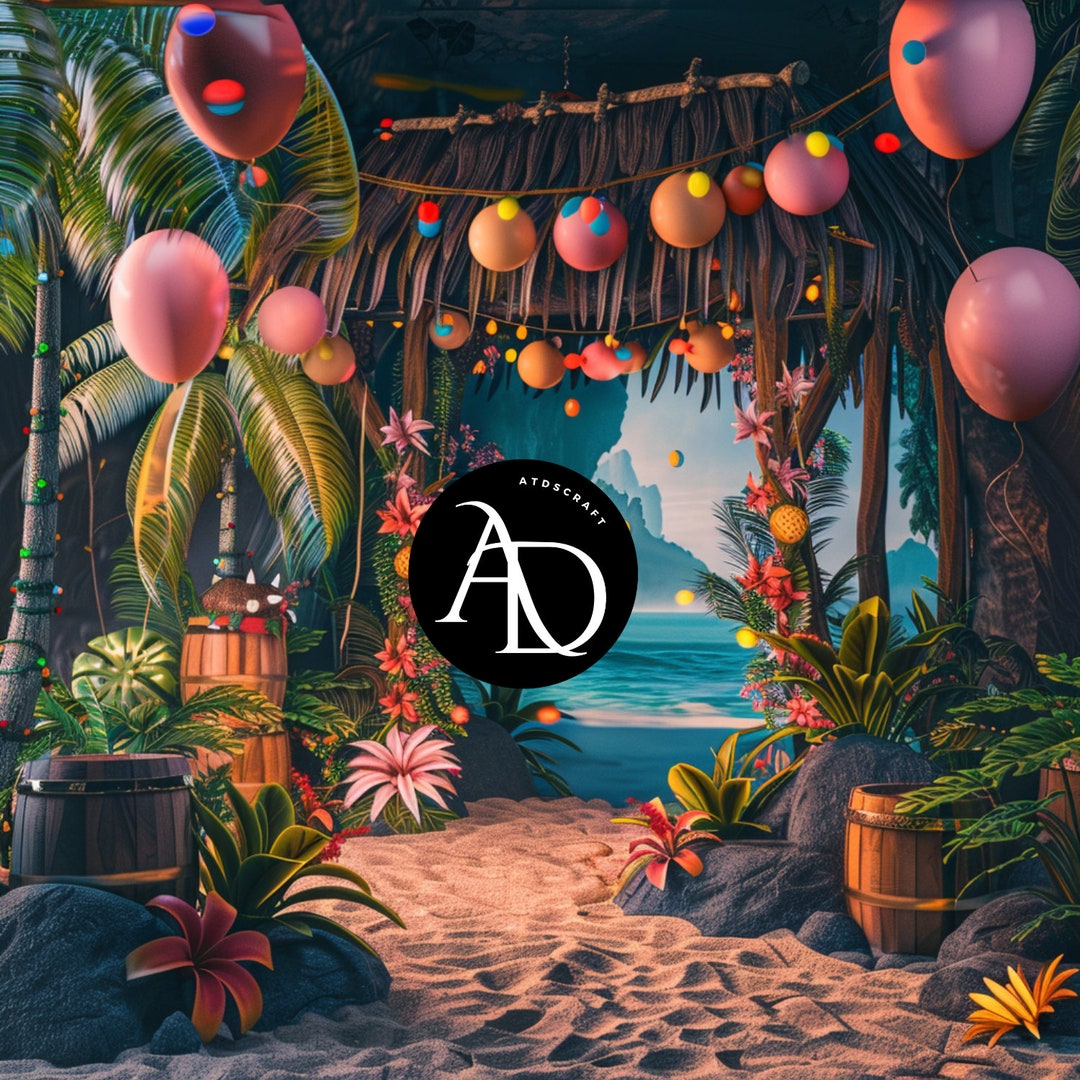 Tropical Party Digital Backdrop Background Birthday Child Photo Shoot ...