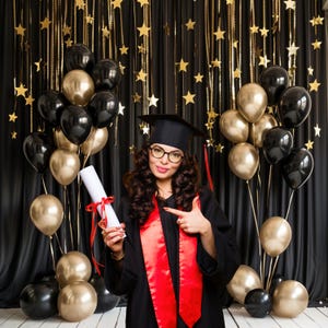 Black and Gold Graduation Backdrop: Elegant Balloon Arch (digital) - Etsy