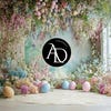 Easter Digital Backdrop Rustic Scene With Bunny Decorated Eggs Spring Backdrop Bunny Digital ...