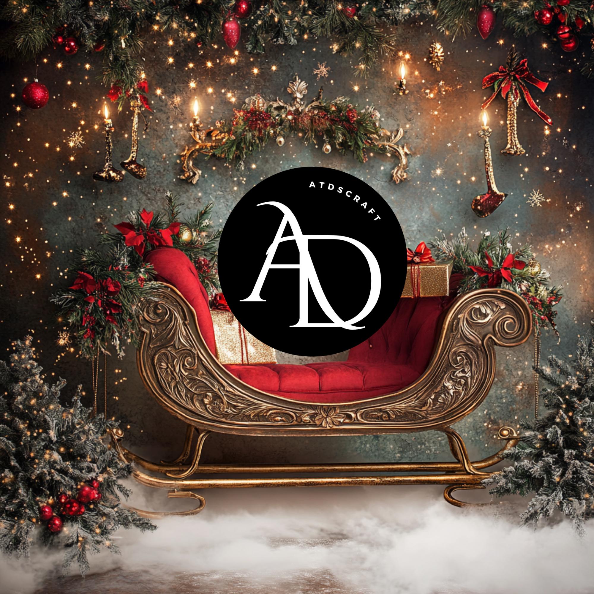 Christmas Sleigh Digital Background - Festive Holiday Composite, Studio ...