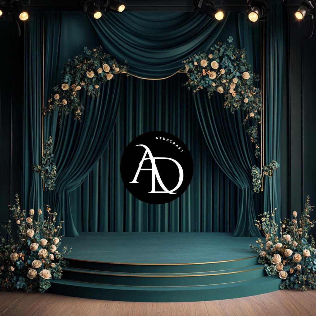 Elegant Graduation Ceremony Backdrop | Dark Green Theater Stage With ...