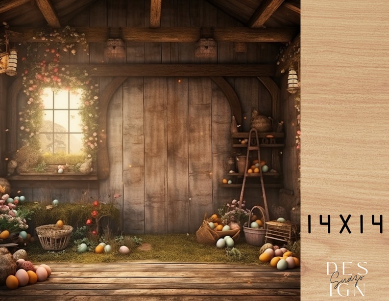 A Rustic Easter Barn CG Backdrop, Easter Background, Easter Bunny ...