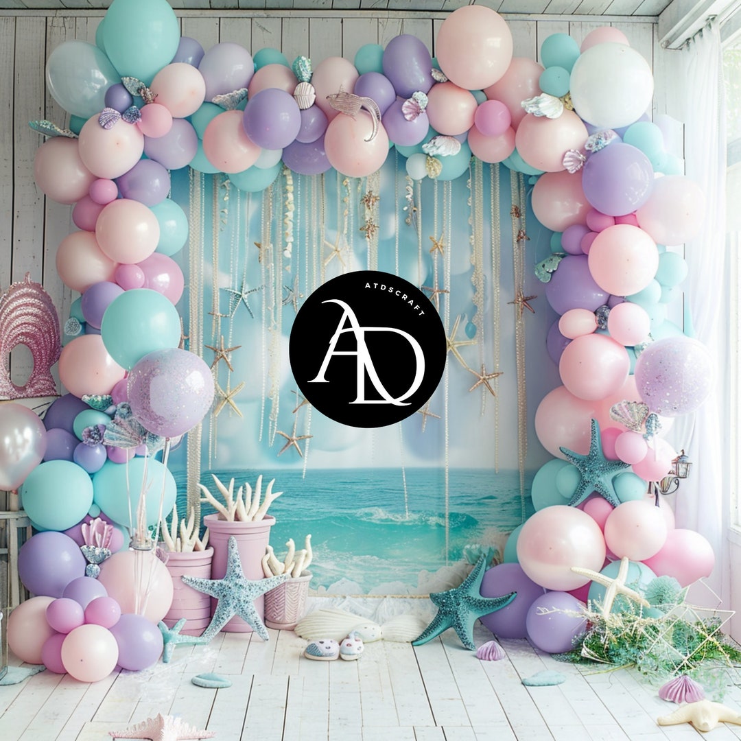 Mermaid Theme Studio Digital Backdrops, Cake Smash, Kids Mini Session ...