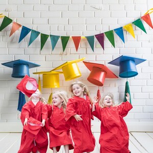 Minimal Graduation Digital Backdrop With Colorful Caps & Bunting ...
