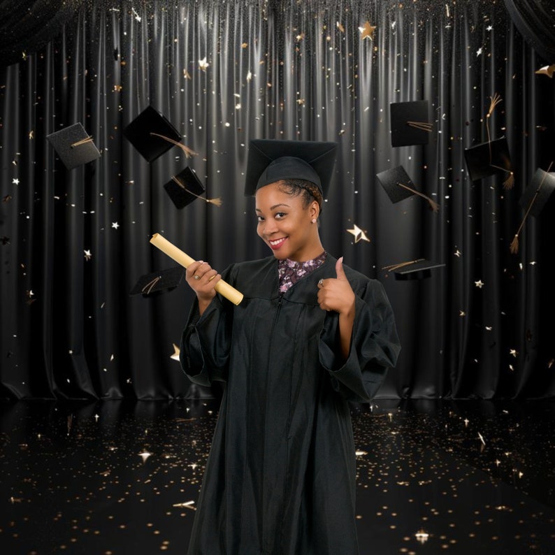 Graduation Studio Photo Graduation Black and Gold Back Ground Ceremony ...