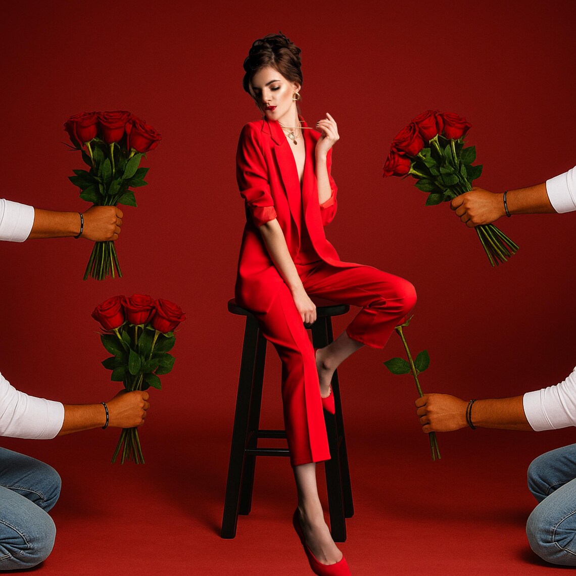 Romantic Red Roses Birthday Backdrop for Influencer Photoshoots – Bold ...