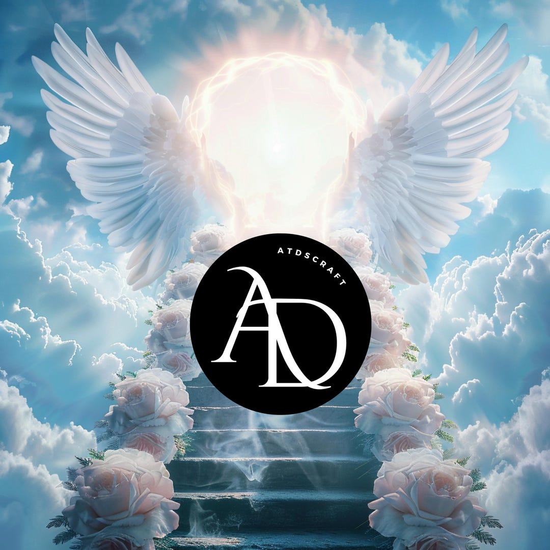 Memorial Stairway to Heaven Backdrop: Angel Wings, White Roses (digital ...