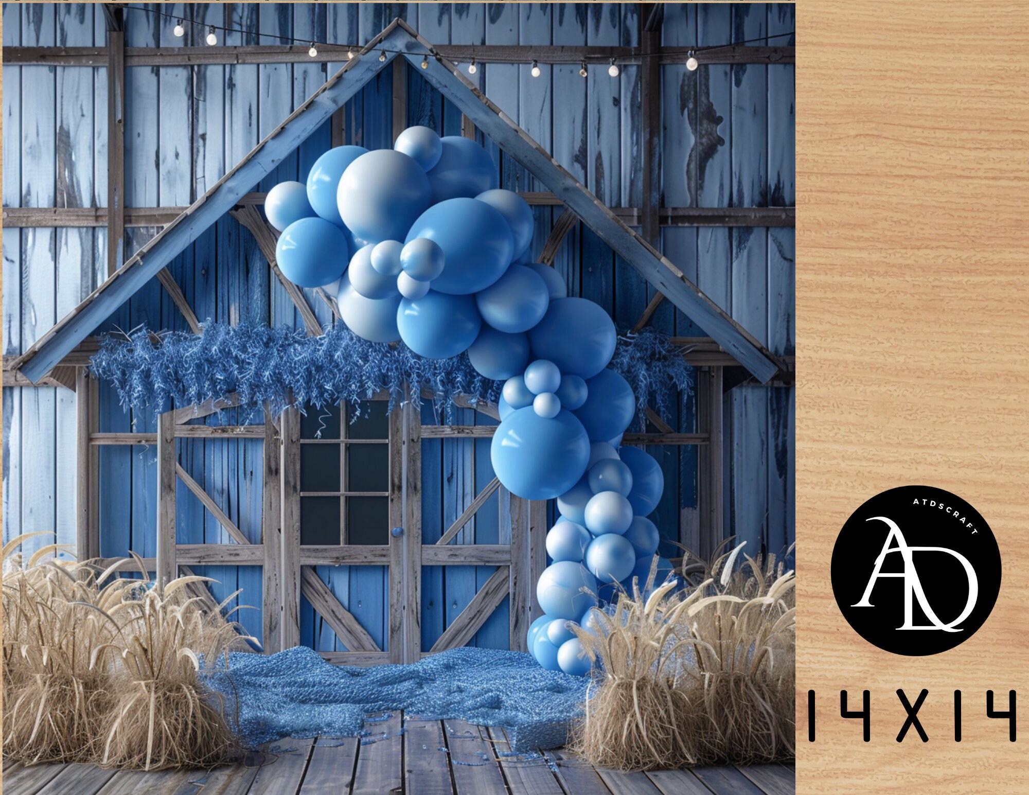 Farm Barn Balloon Blue Arch Digital Backdrops, Child Photography Studio ...