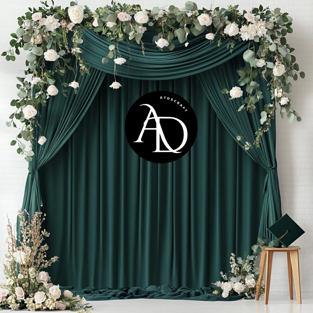 Elegant Graduation Ceremony Backdrop | Dark Green Theater Stage With ...