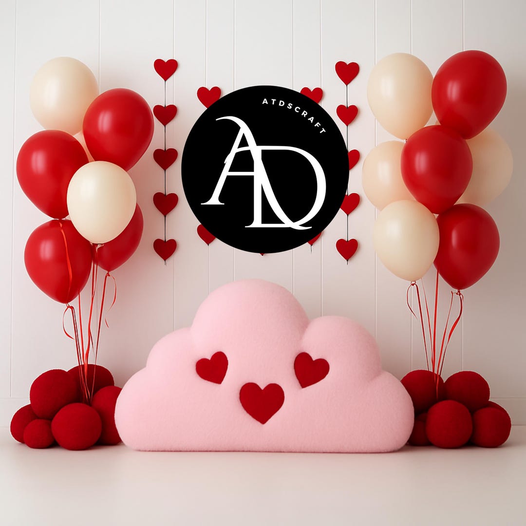 Cute Love Backdrop With Heart Balloons • Pink Romantic Photo Background ...