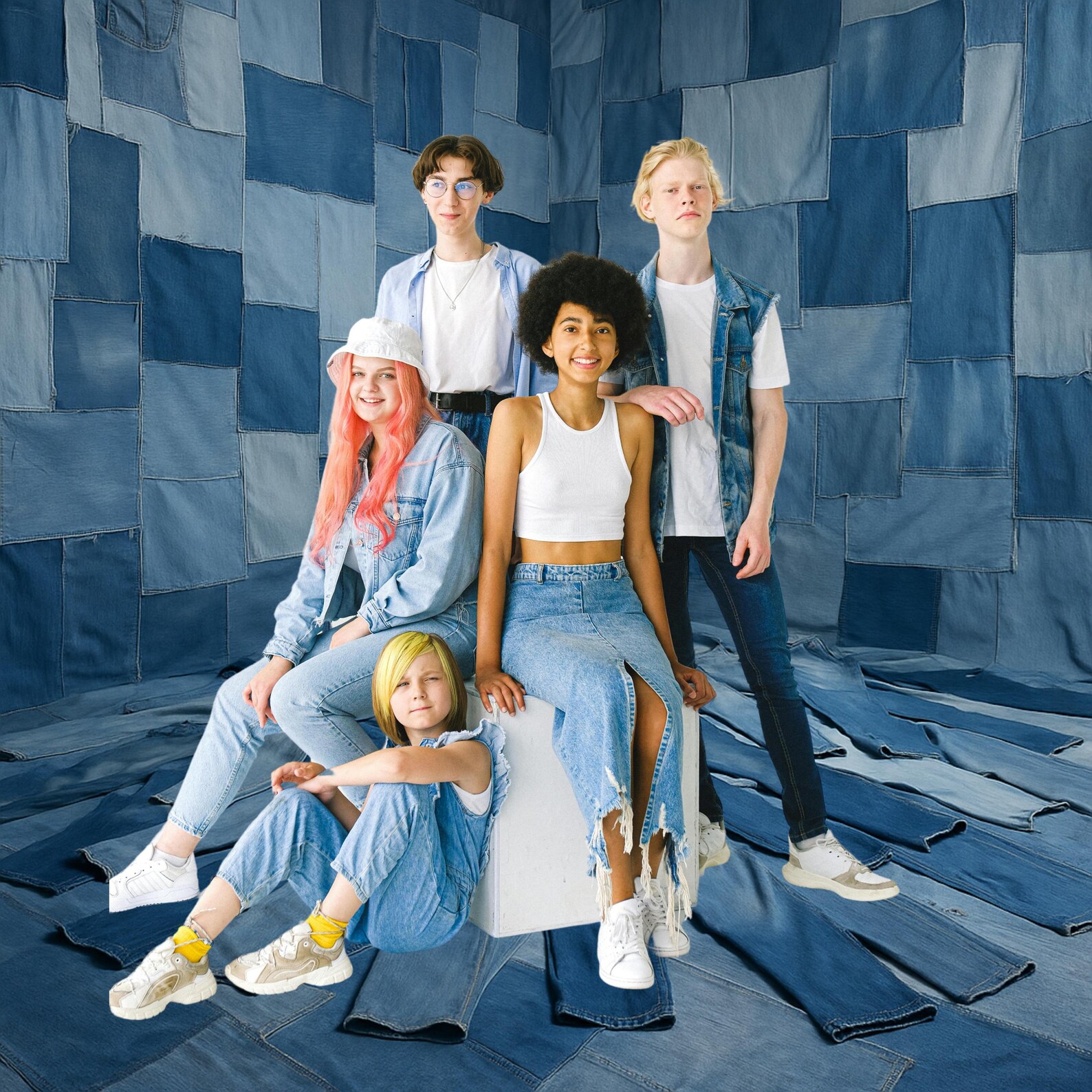 Denim Patchwork Digital Backdrop: Fashion Photography (14x14) (digital ...