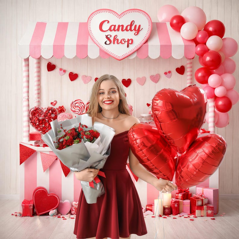 Valentine Candy Shop Photography Backdrop for Kids & Family | Sweet ...