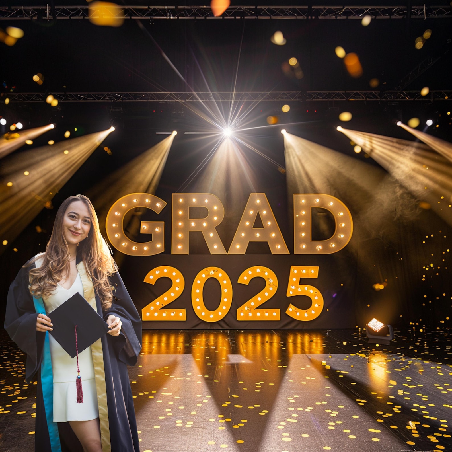 Class of 2025 Stage Graduation Backdrop Bundle | 5 Digital Backgrounds ...