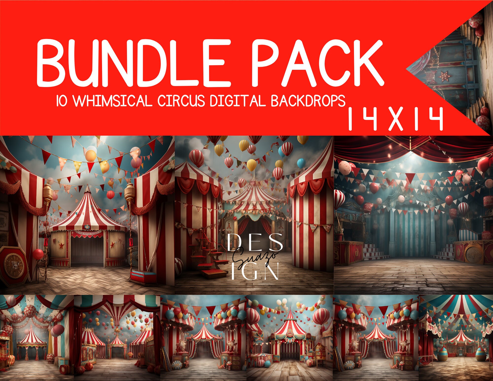 Circus Fine Art Backdrop for Photo , Circus Themed Backdrop Set ...