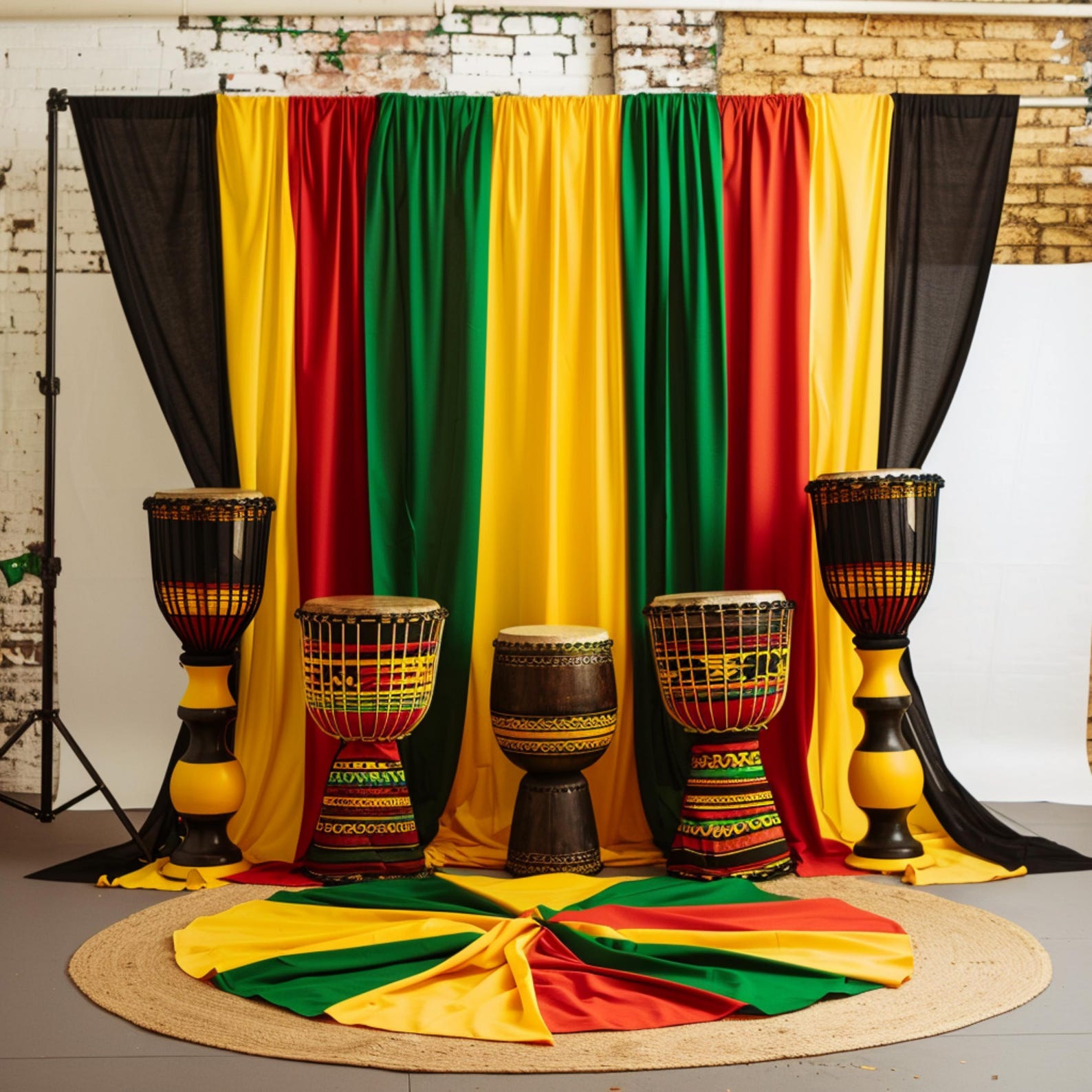 Rasta African Drum Backdrop: Juneteenth Photo Booth (digital Background ...