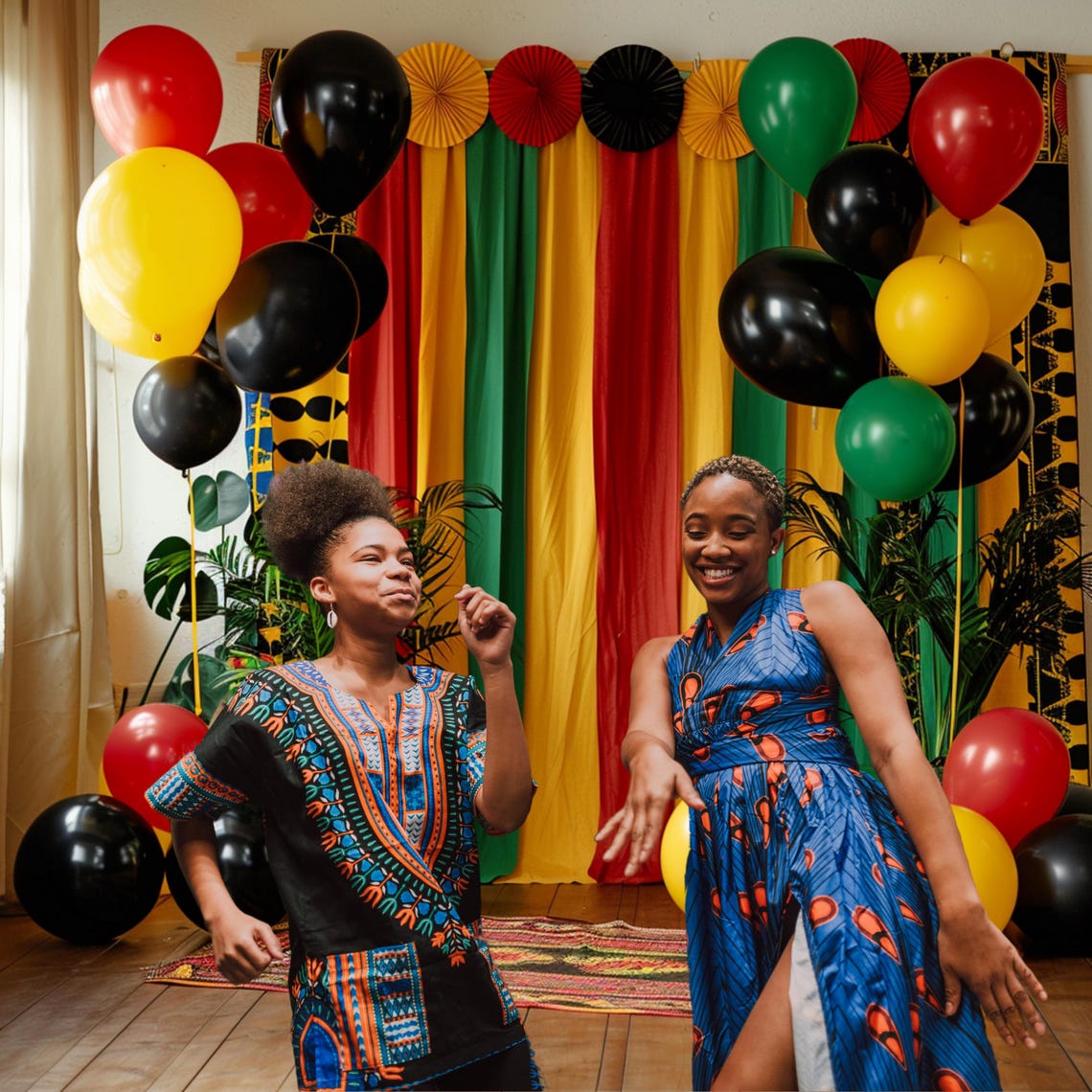 African Heritage Party Backdrop | Juneteenth Red Green Yellow Balloon ...