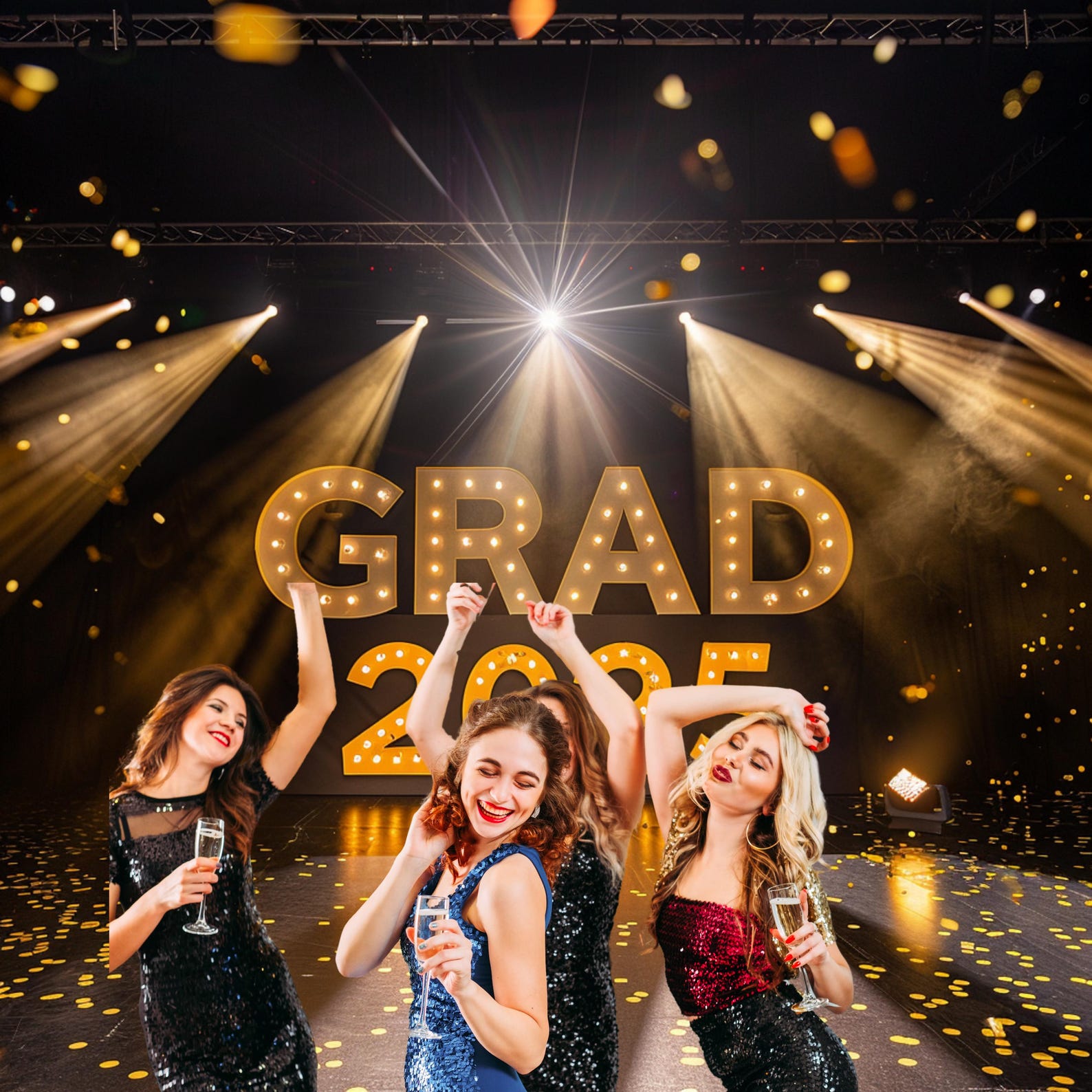Class of 2025 Stage Graduation Backdrop Bundle | 5 Digital Backgrounds ...