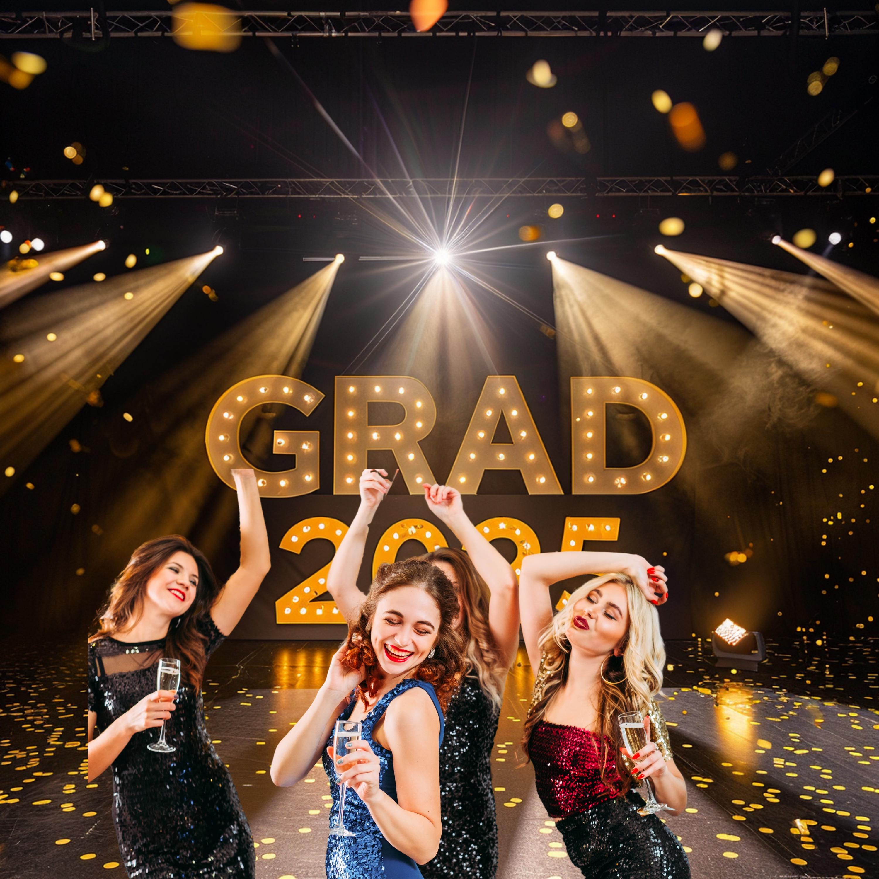 Class of 2025 Stage Graduation Backdrop Bundle | 5 Digital Backgrounds ...