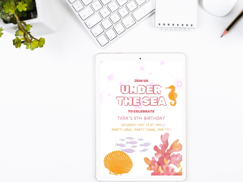Editable 5th Birthday Invitation | Under the Sea Theme | Kids Party ...