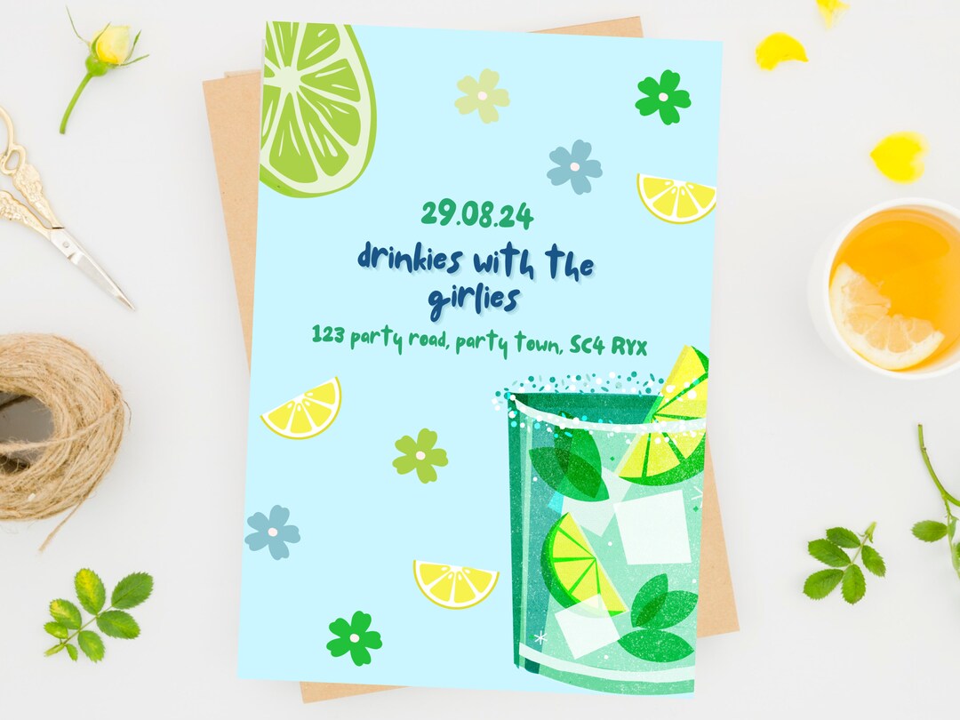 Editable Boozy Brunch Invitation | Canva Template | Digital Printable ...