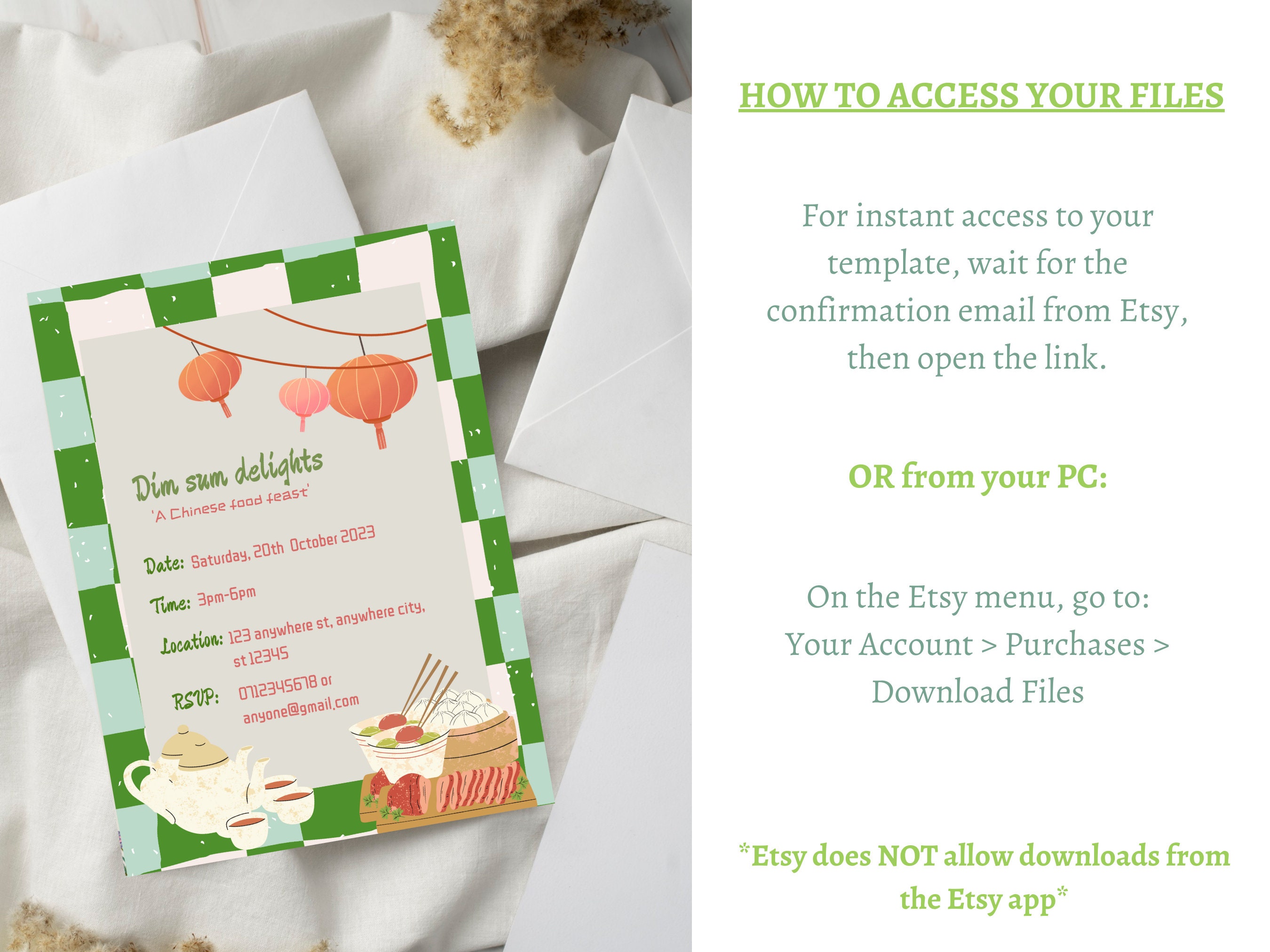 Editable Chinese Themed Dinner Party Invitation, Instant Digital ...