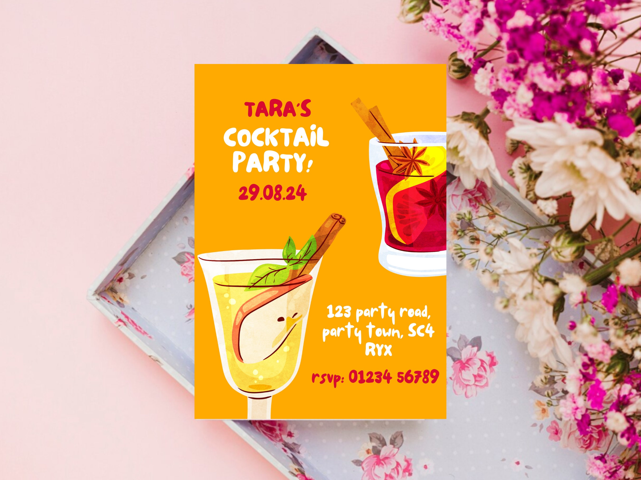 Editable Cocktail Party Invite | Canva Template | Digital Printable ...