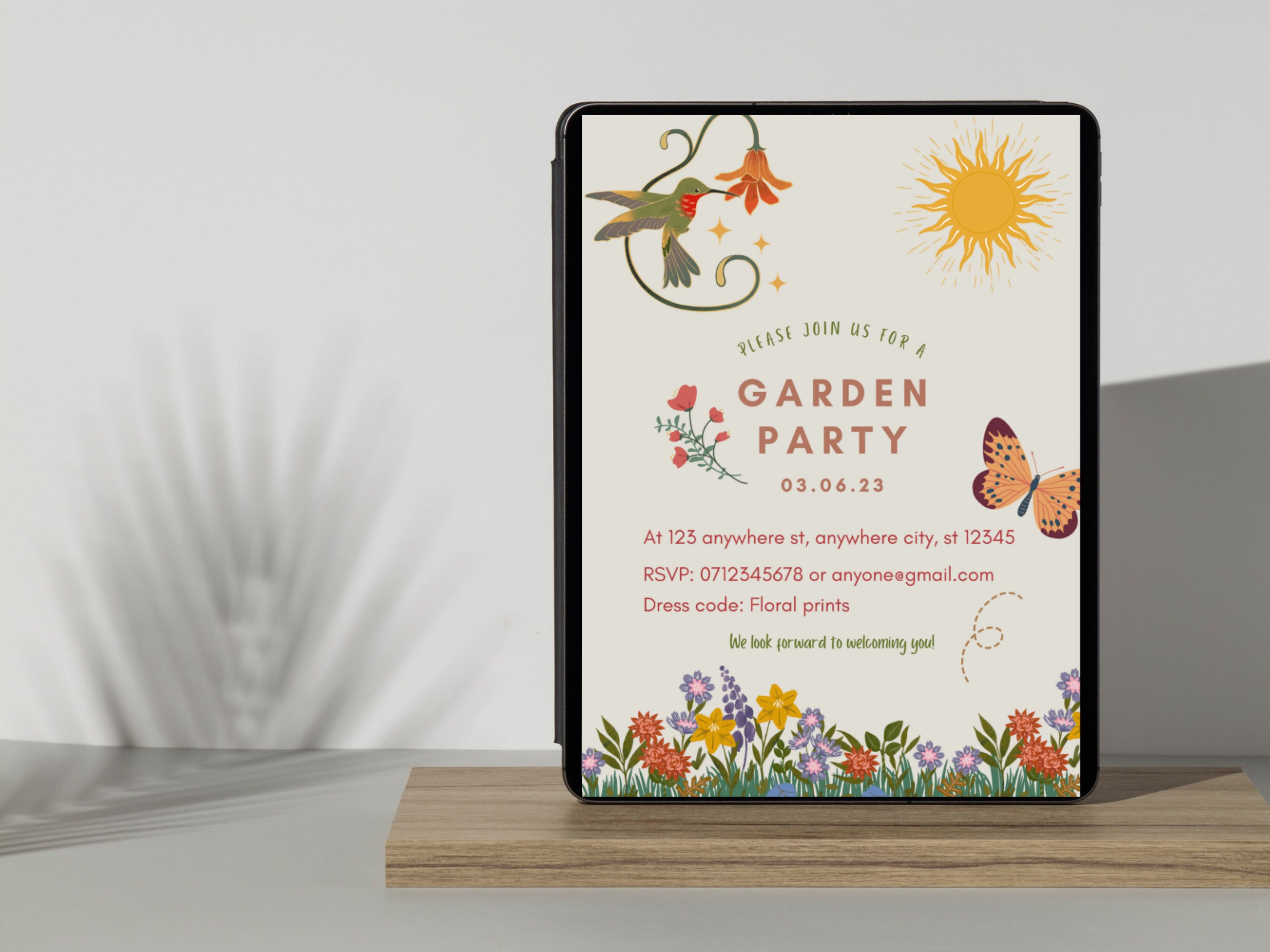 Editable Summer Garden Party Invitation, Digital Printable, Canva ...