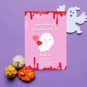 Editable Cute Halloween Invitation | Canva Template | Digital Printable ...