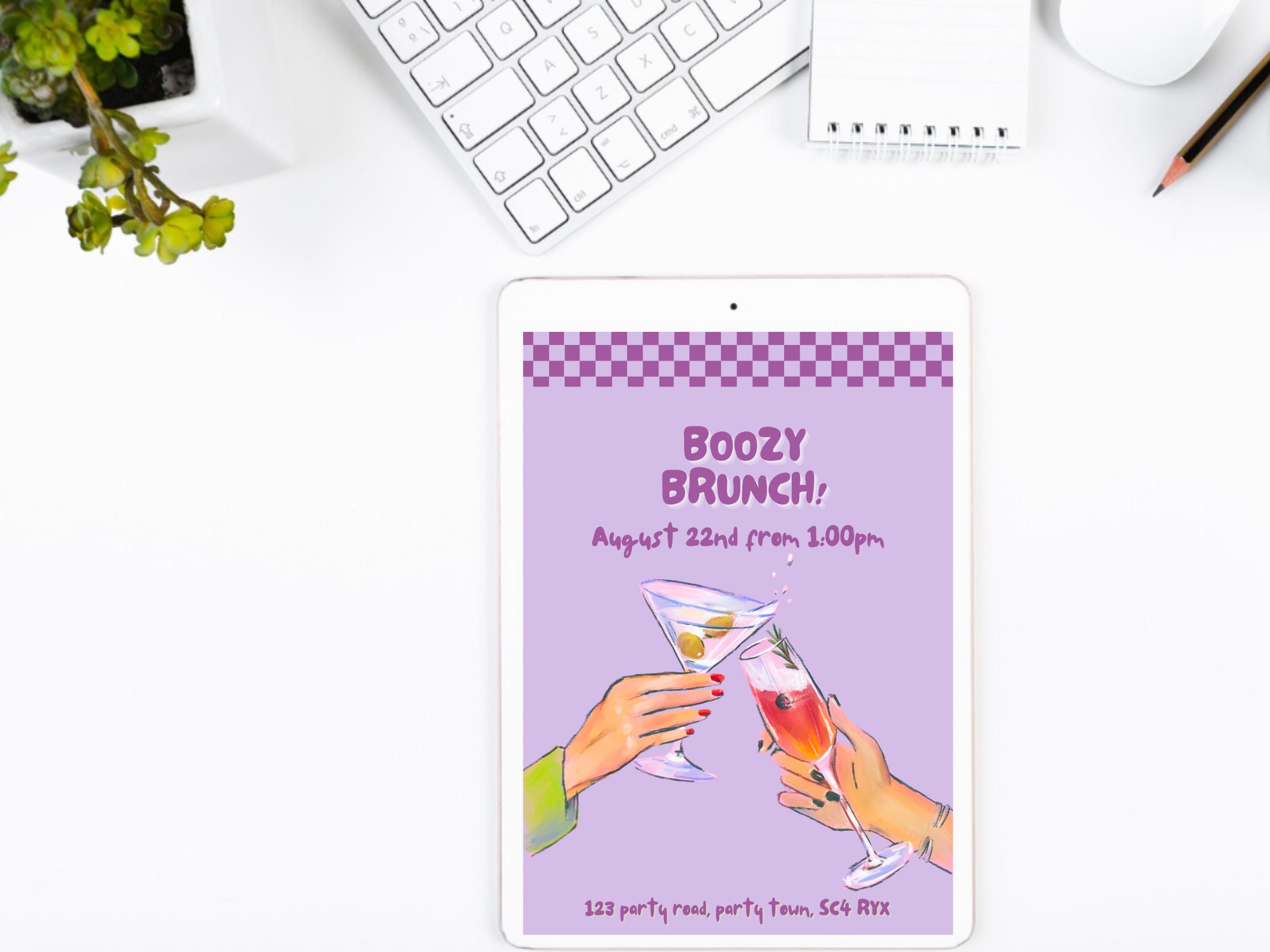Editable Boozy Brunch Digital Invite | Printable Canva Template ...
