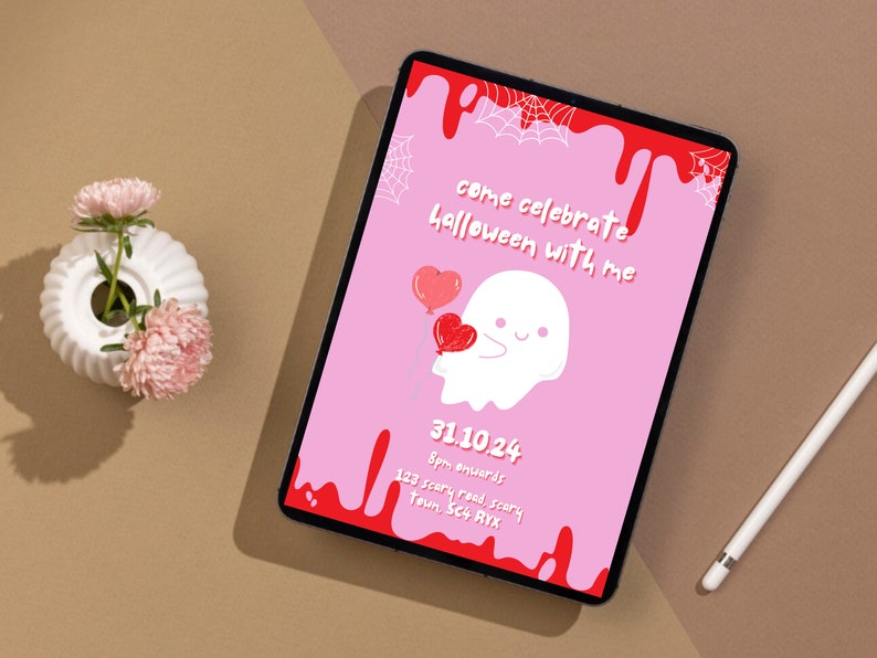 Editable Cute Halloween Invitation | Canva Template | Digital Printable ...