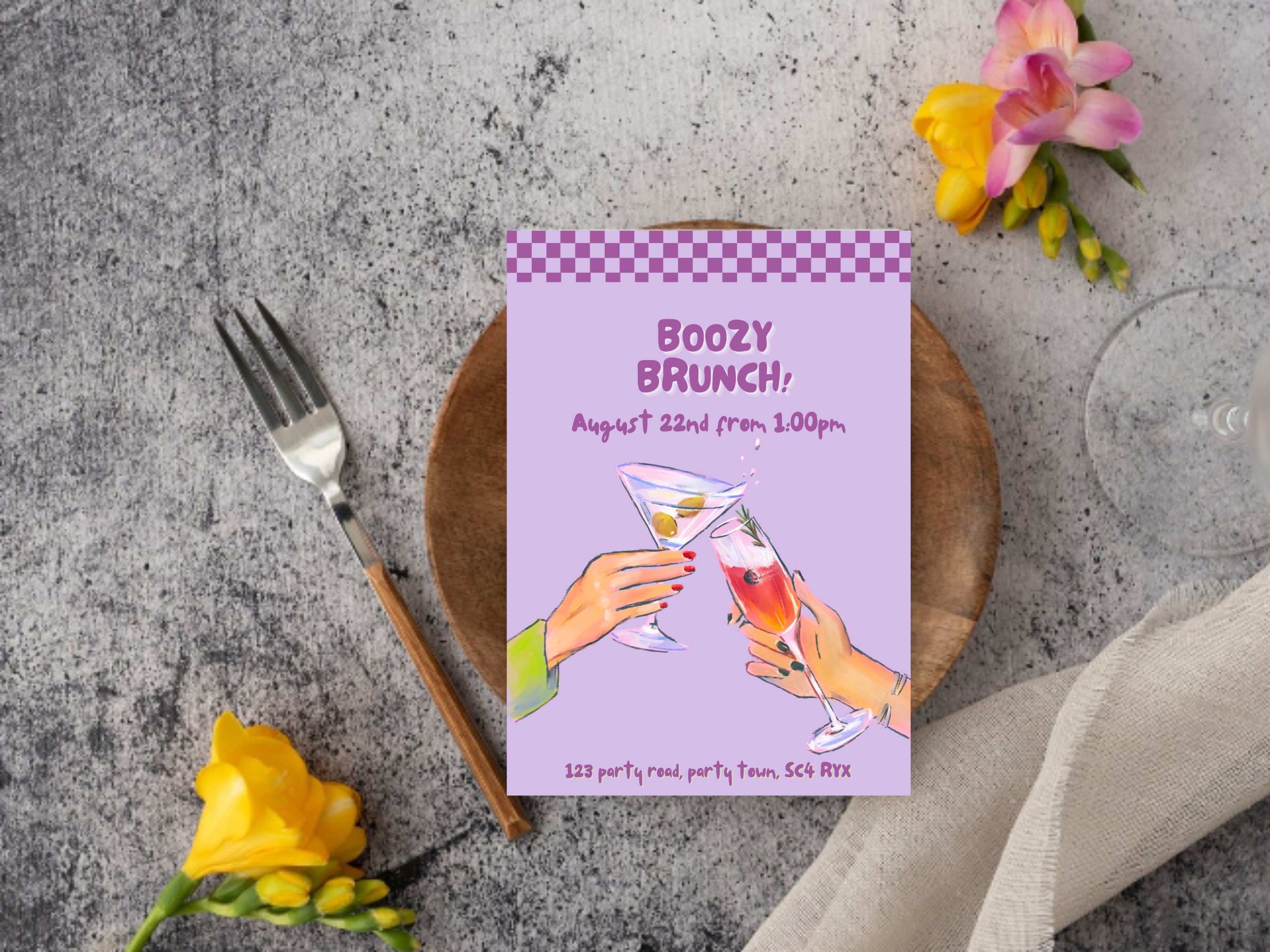 Editable Boozy Brunch Digital Invite | Printable Canva Template | Bottomless Brunch | Birthday ...
