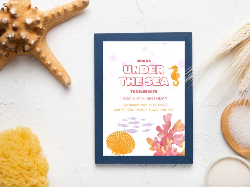 Editable 5th Birthday Invitation | Under the Sea Theme | Kids Party ...