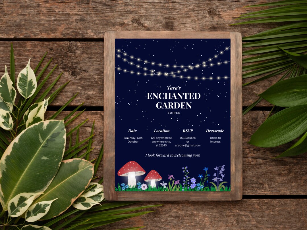 Editable Enchanted Garden Party Invitation, Digital Printable, Canva ...