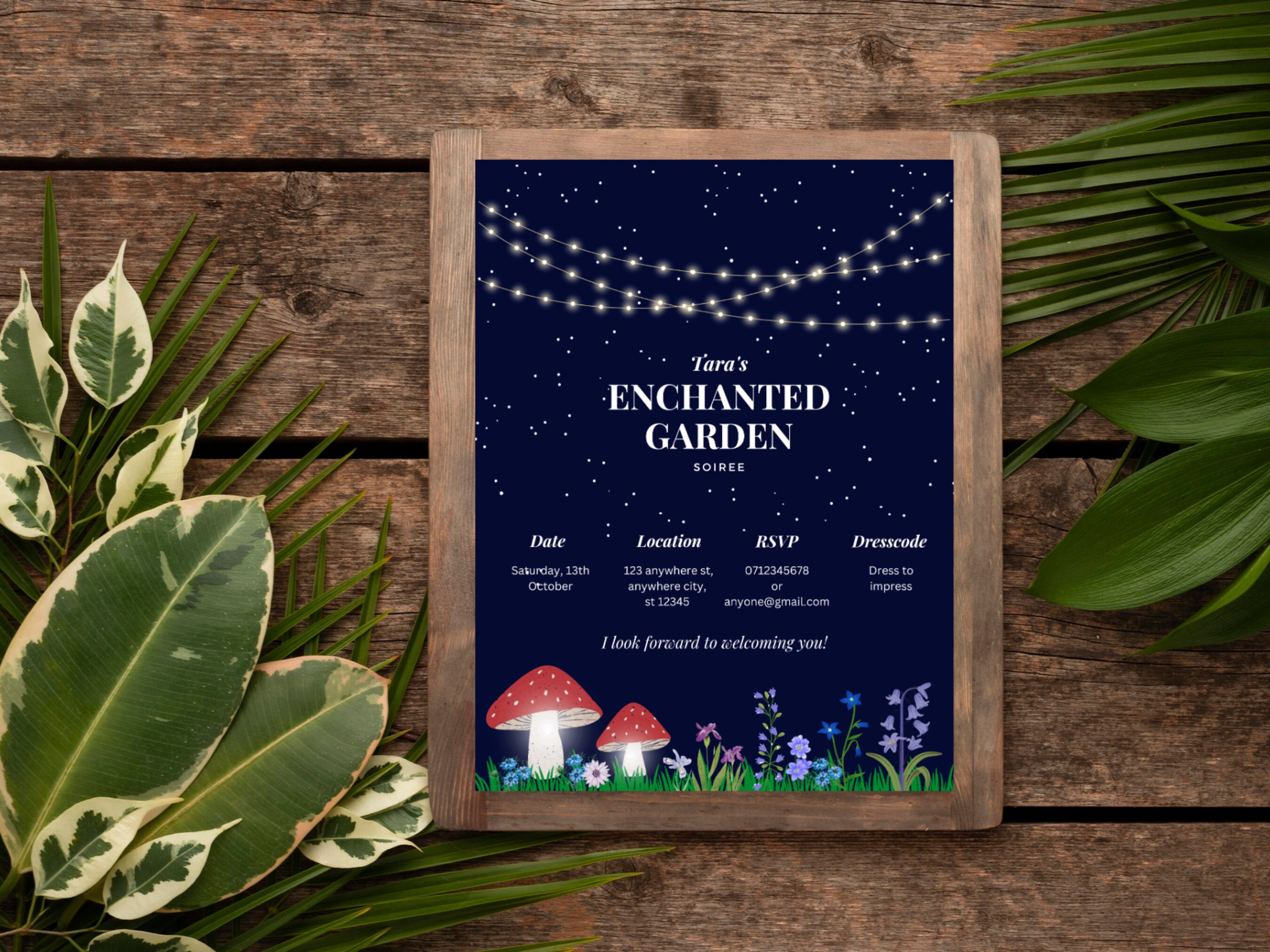 Editable Enchanted Garden Party Invitation, Digital Printable, Canva ...