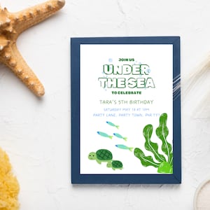 Editable 5th Birthday Invitation | Under the Sea Theme | Canva Template ...
