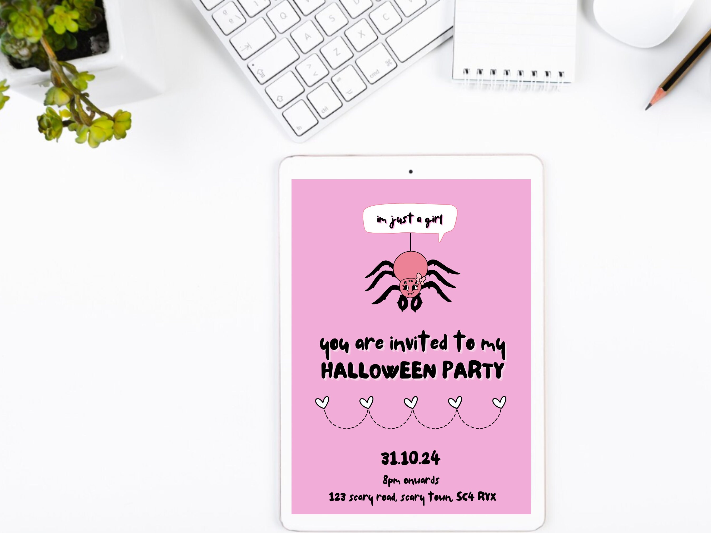 Editable Cute Halloween Invitation | Canva Template | Digital Printable ...