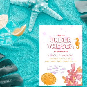 Editable 5th Birthday Invitation | Under the Sea Theme | Kids Party ...