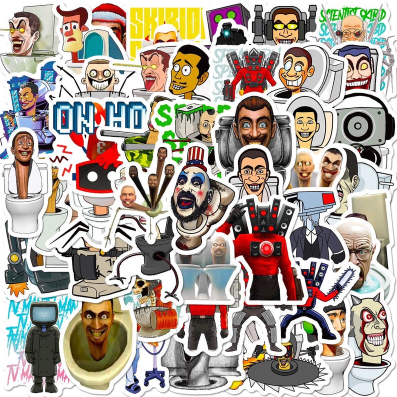 Skibidi Toilet Action Figure Set Clock Man and Stickers - Etsy